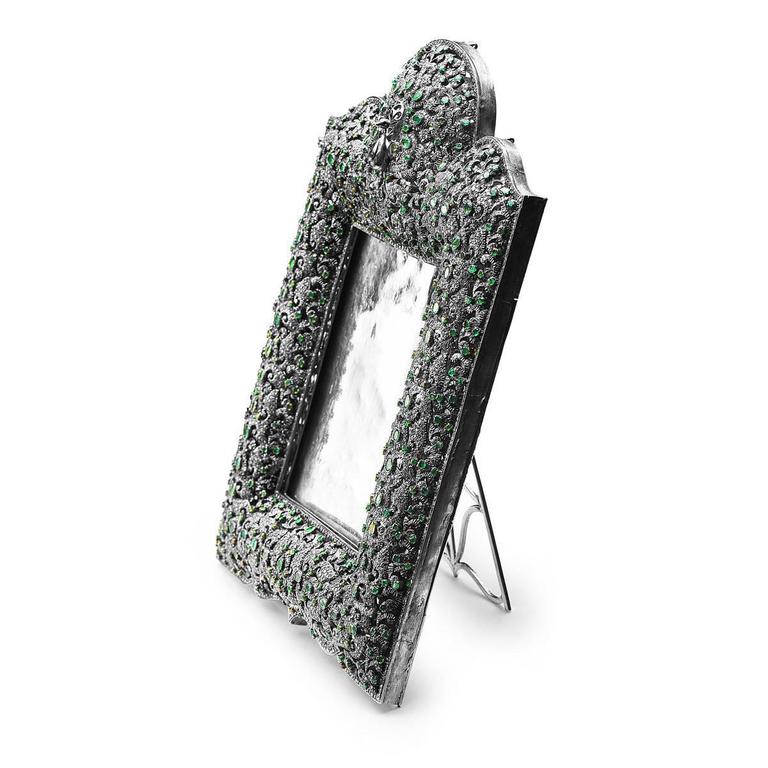 Emerald Diamond Studded Floral Motif Photo Frame For Sale at 1stDibs ...