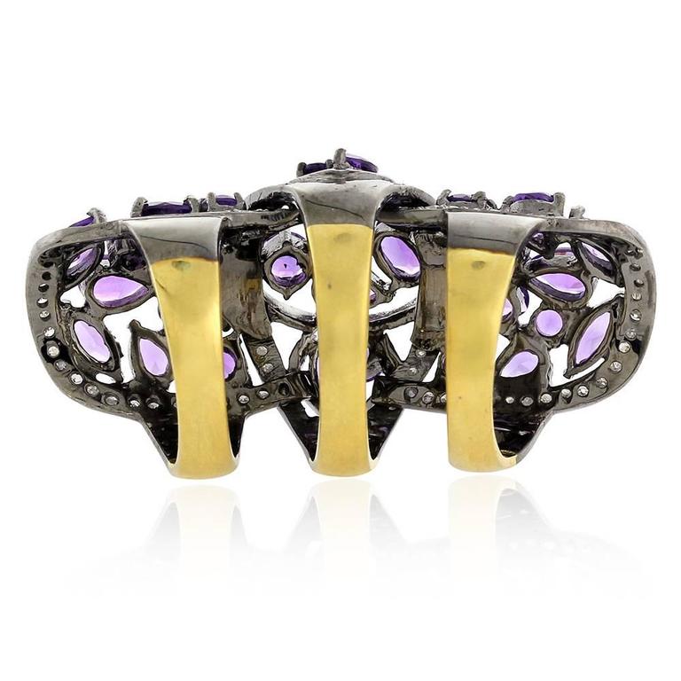 Amethyst Diamond Silver Knuckle Ring at 1stDibs | silver knuckle rings ...