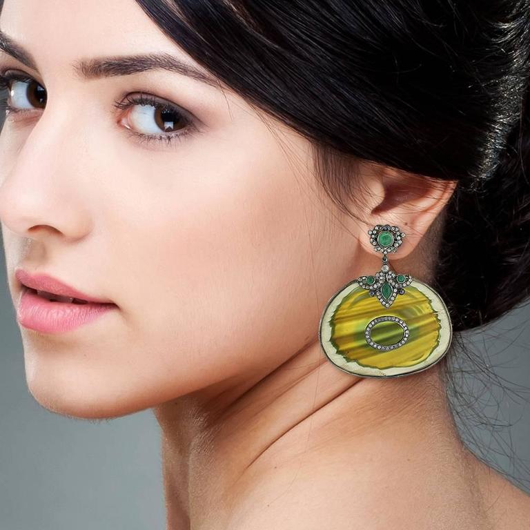 Emerald Diamond Jasper Earrings For Sale at 1stDibs