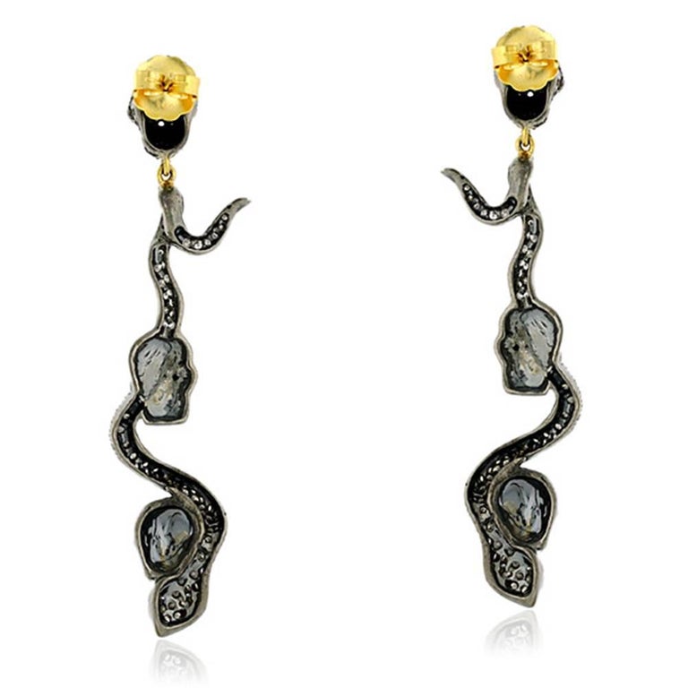 Skull and Snake Diamond Earring at 1stDibs | snake diamond earrings