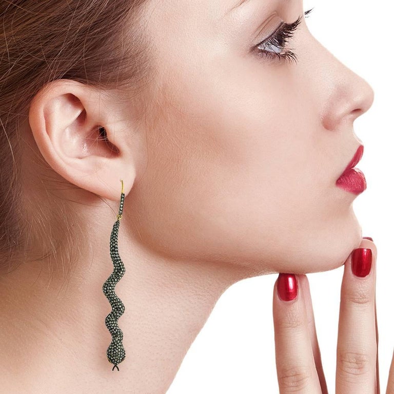 Pave Diamond Snake Earring at 1stDibs