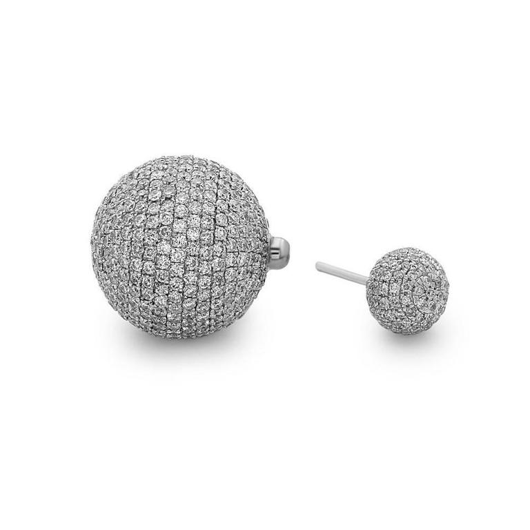 Diamond Gold Tribal Ball Earrings at 1stDibs