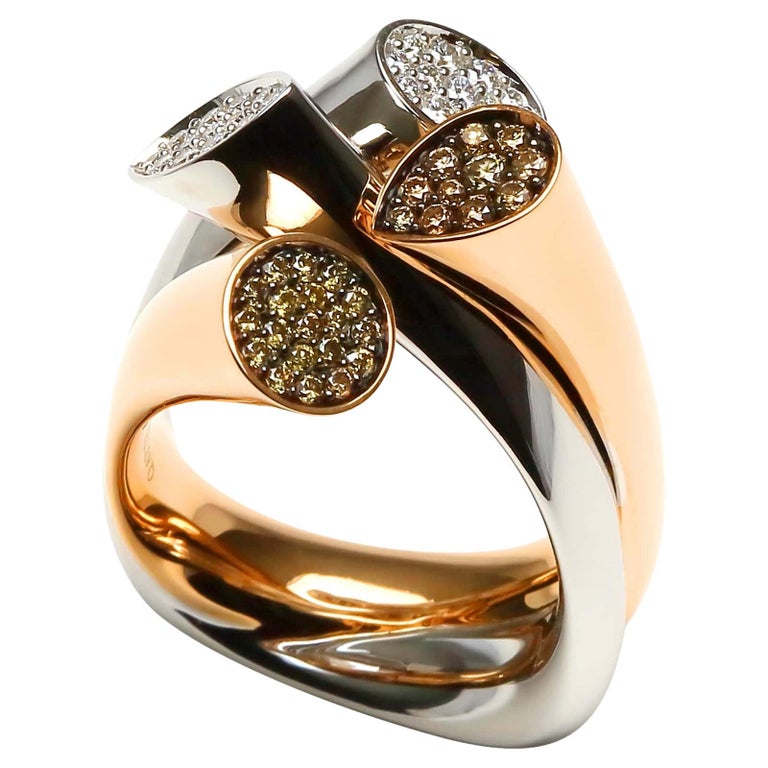 Diamond Pave Cluster Shape Mountain Peaks Unique 18 Karat Rose White ...