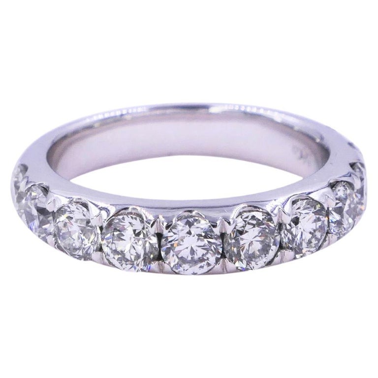 Diamond Round Classic Chunky Eternity Half Way Wedding Band 18k White ...