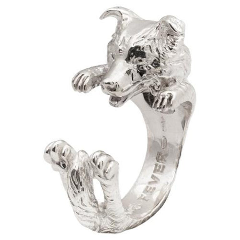 925 Sterling Silver Dog Puppy Animal Nature Cute Collie Statement Hug ...