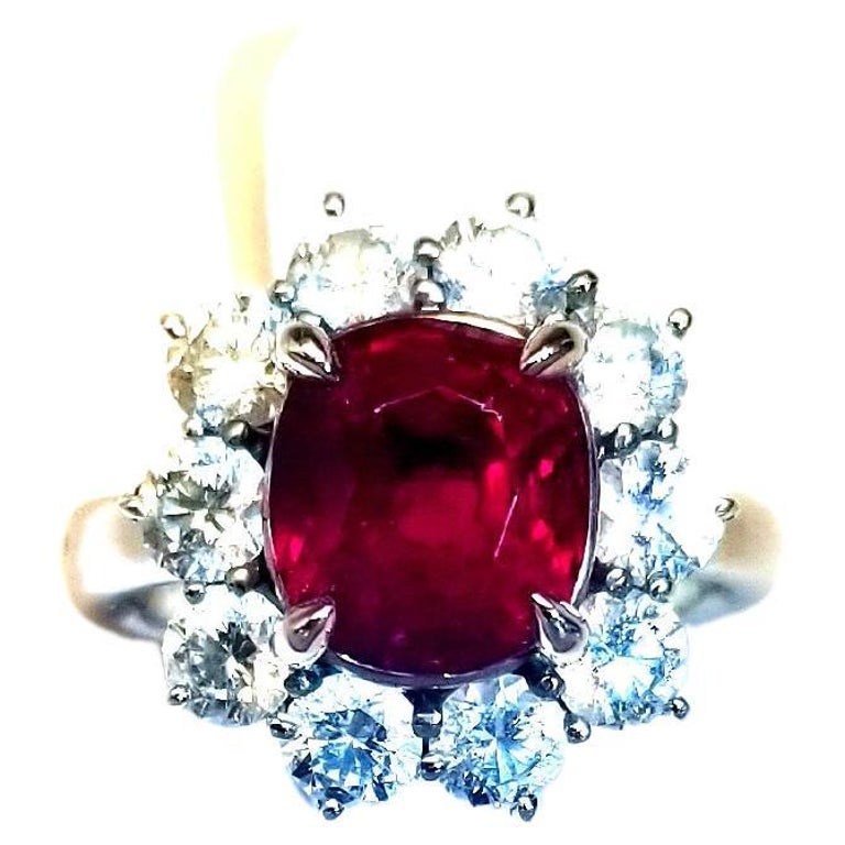 NEW SSEF* 4.542CT Pigeon Red Unheated Burma Mogok Ruby Diamond Ring in ...