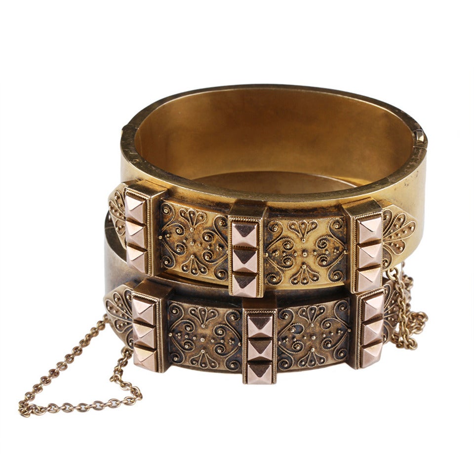 Victorian Era Matched Set of Gold Bangles For Sale at 1stDibs