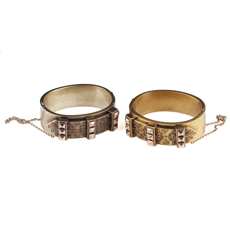 Victorian Era Matched Set of Gold Bangles For Sale at 1stDibs