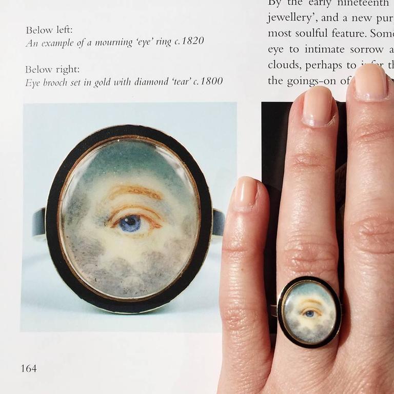 19th Century Enamel Gold Lover's Eye Ring at 1stDibs