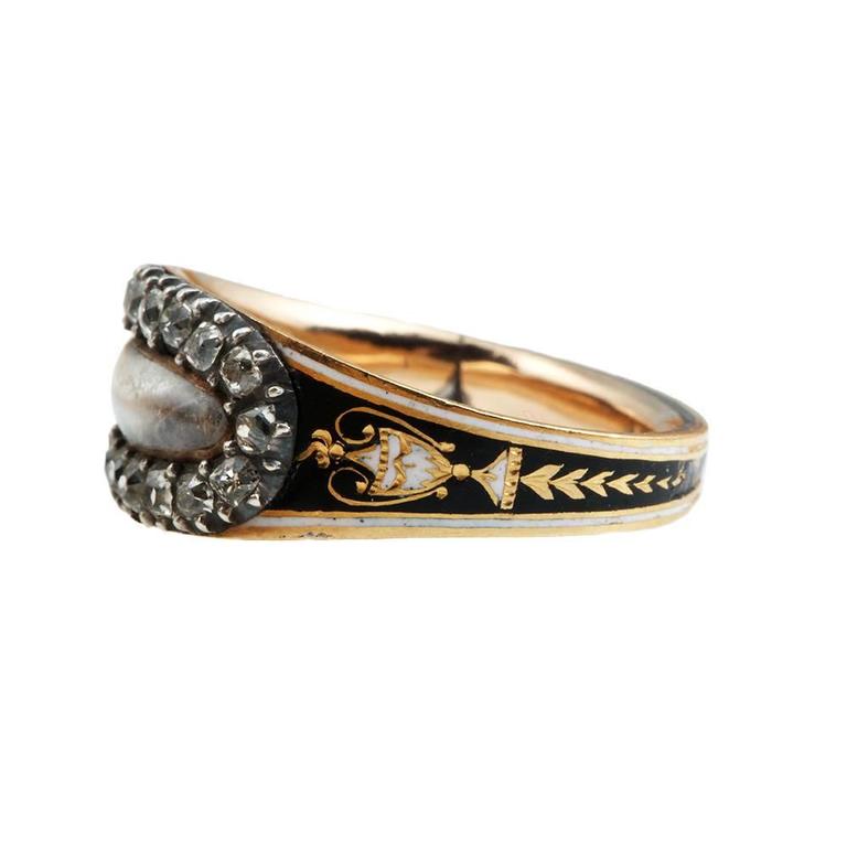 Georgian Old Mine Cut Diamond Mourning Ring For Sale at 1stDibs