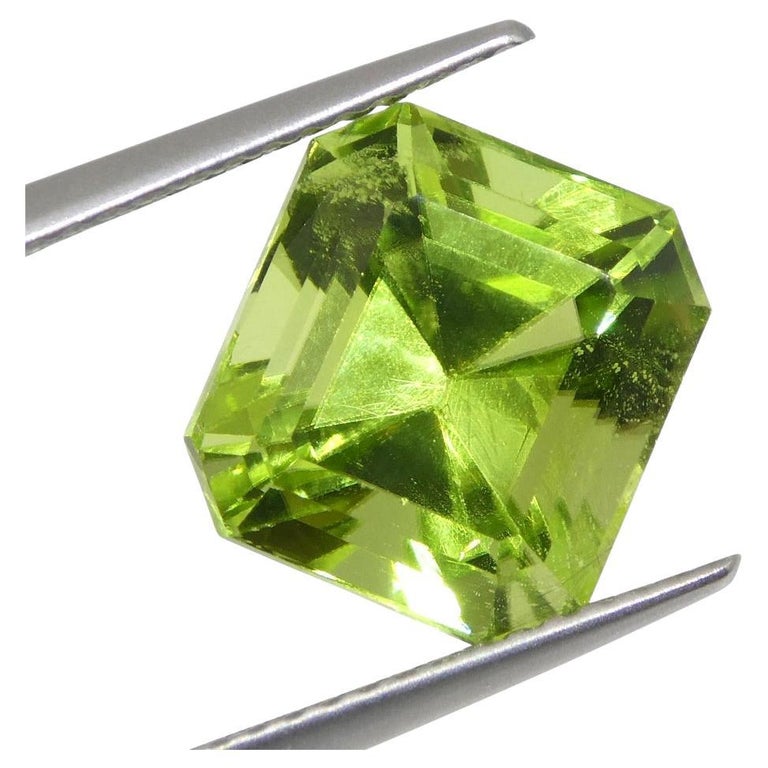 6.64ct Octagonal/Emerald Cut Yellowish Green Peridot GIA Certified For ...
