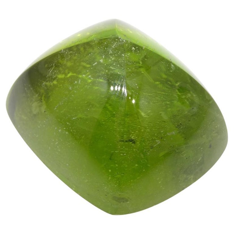 69.06ct Cushion Sugarloaf Cabochon Yellowish Green Peridot GIA ...