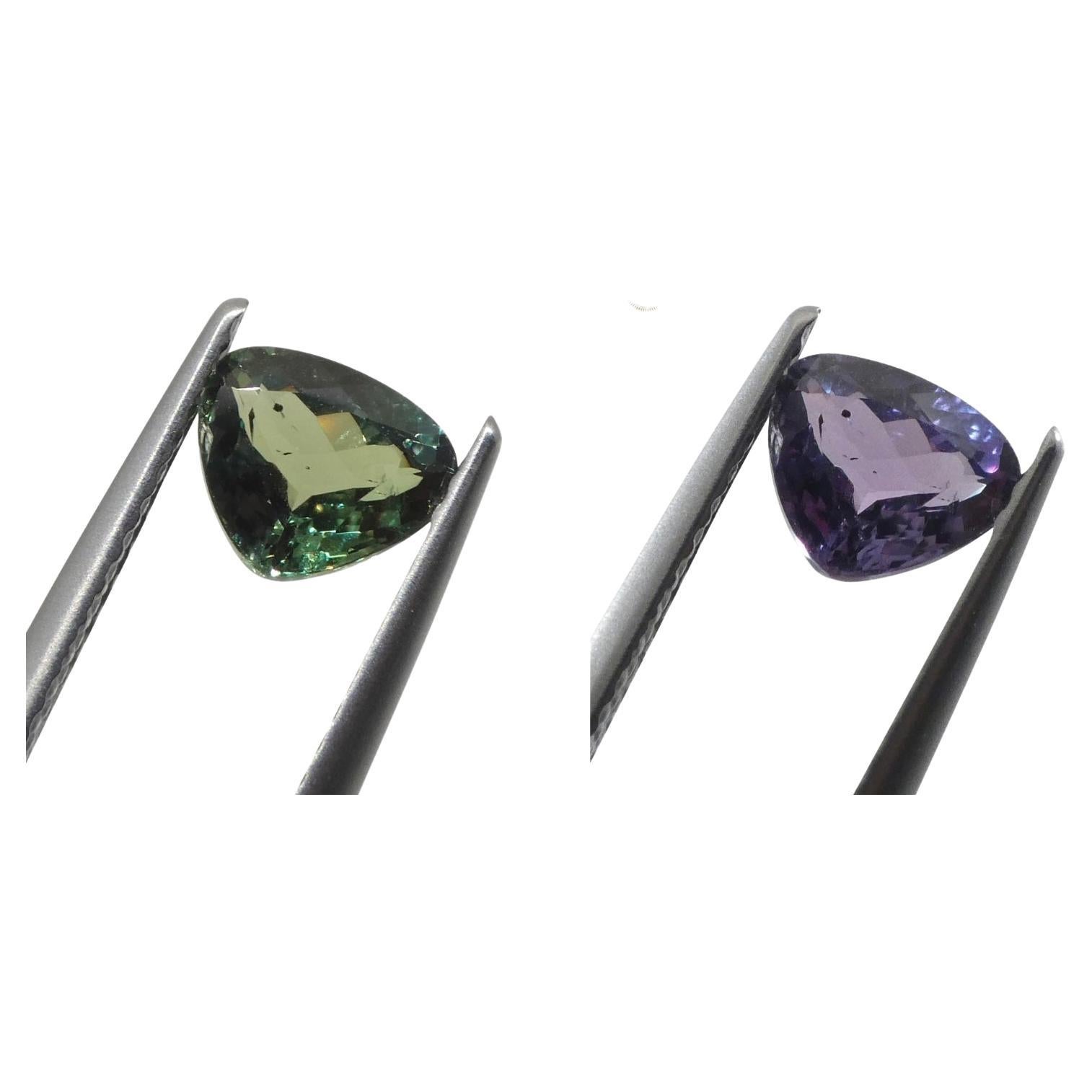 0.79ct Modified Heart Brilliant Blue-Green to Purple Alexandrite GIA ...