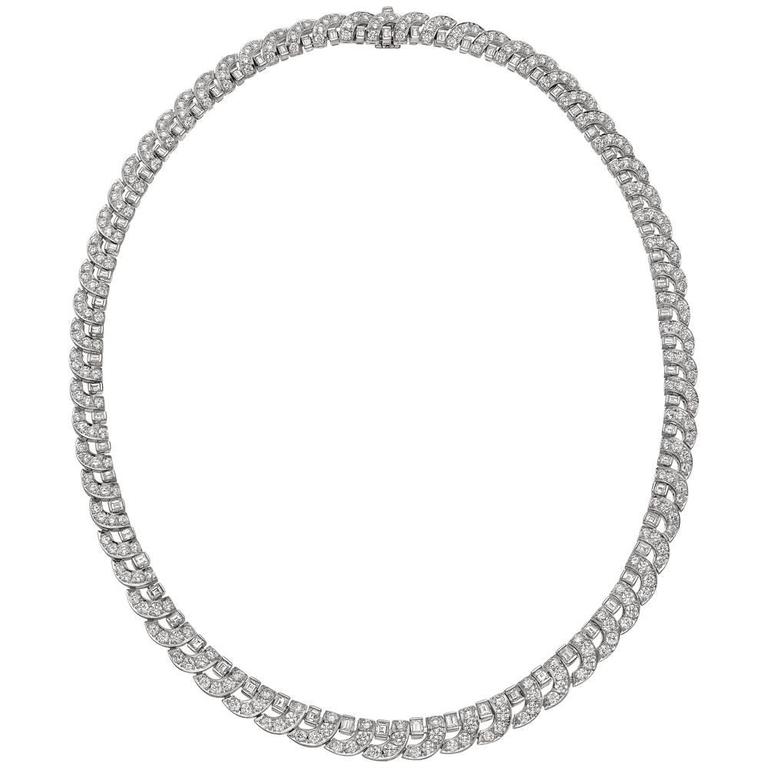 Diamond Platinum Articulated Link Necklace at 1stDibs