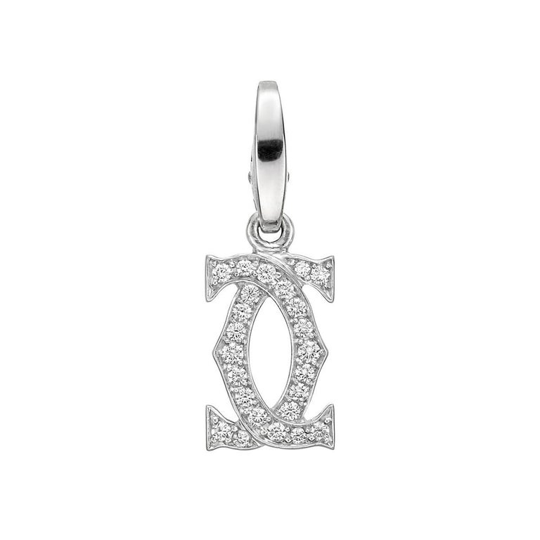 Cartier White Gold Diamond Double 'C' Charm at 1stDibs