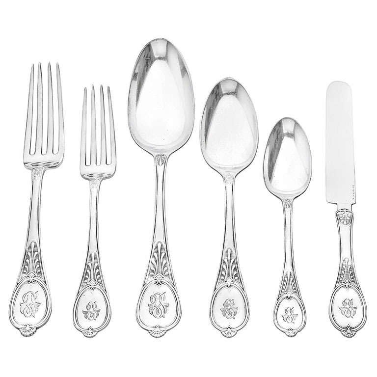 Tiffany and Co. Antique Silver "Honeysuckle" Flatware Set at 1stDibs