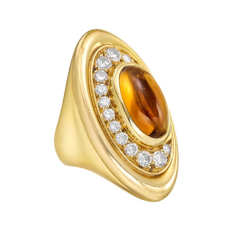 Bulgari Citrine and Diamond Dress Ring at 1stDibs | bulgari citrine ring