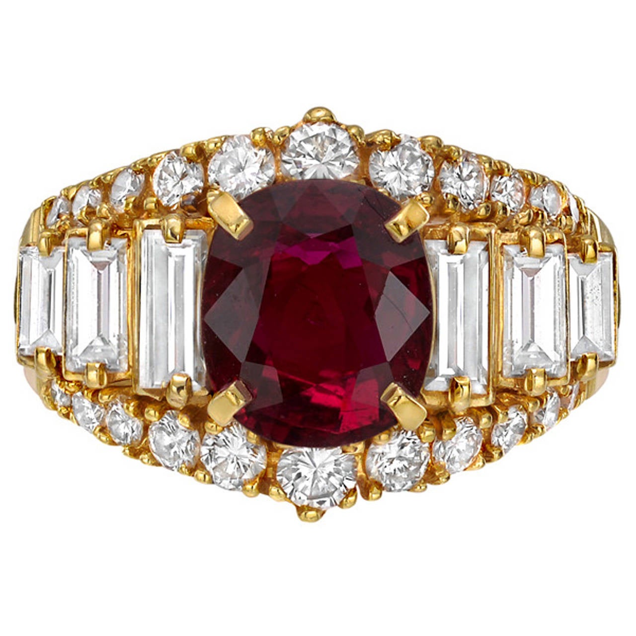 3.03 Carat Ruby and Diamond Dress Ring at 1stDibs