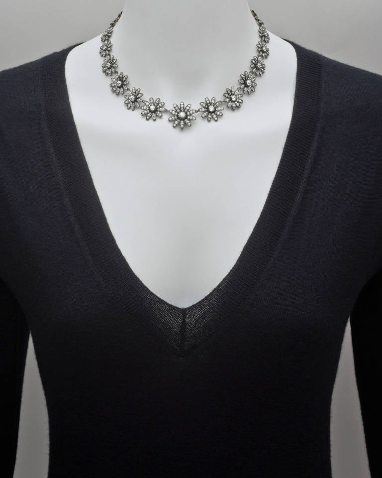 Graduated Diamond Fleurette Necklace at 1stDibs