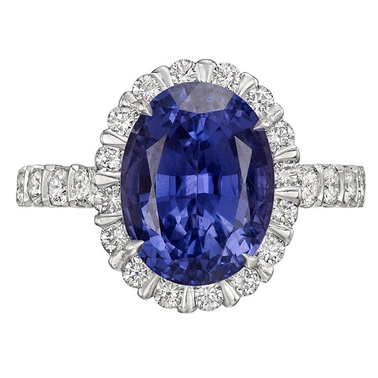 4.51 Carat Violet Sapphire Diamond Ring at 1stDibs