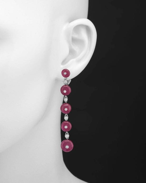 Repossi Ruby Diamond Gold Long Drop Earrings at 1stDibs