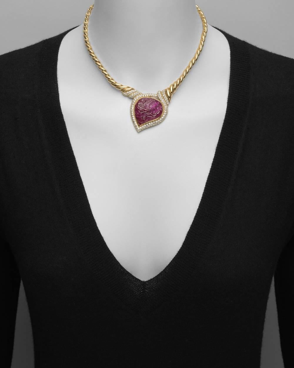 Van Cleef and Arpels Carved Ruby Necklace at 1stDibs | van cleef ruby ...