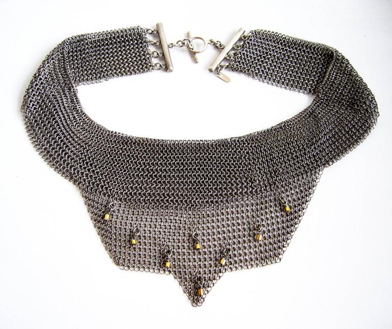 Allison Stern Sterling Silver Gold Chain Maille Mesh Necklace at 1stDibs