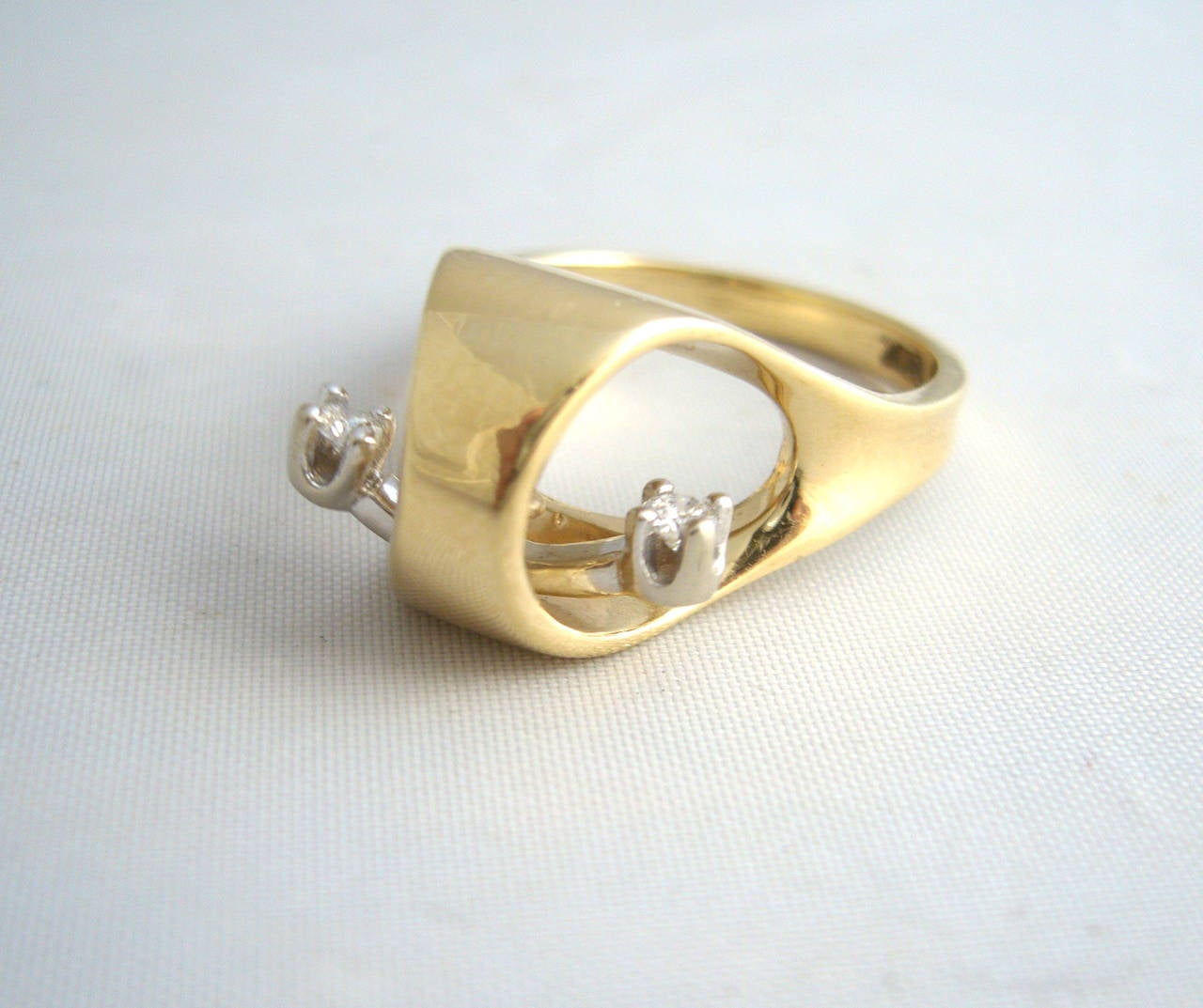1970s Gold Diamond Kinetic Modernist Swinging Kinetic Ring at 1stDibs ...