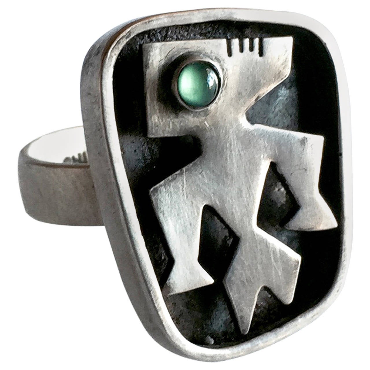 Ed Wiener Sterling Silver Chalcedony Abstract Modernist Ring at 1stdibs