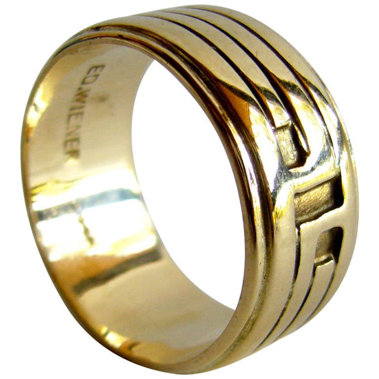 Ed Wiener Modernist Gold Ring at 1stDibs