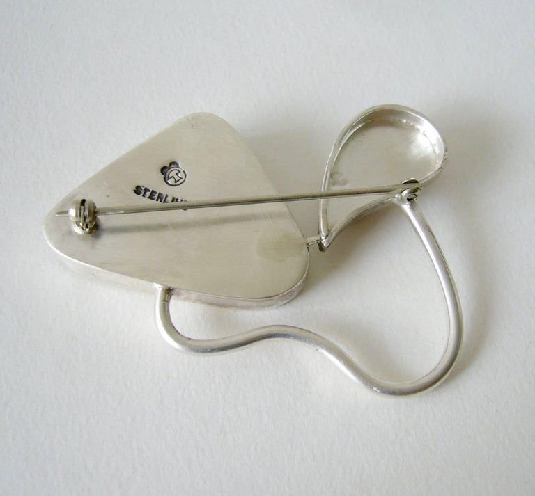 Sam Kramer Coral Amethyst Sterling Silver Surrealist Brooch at 1stDibs