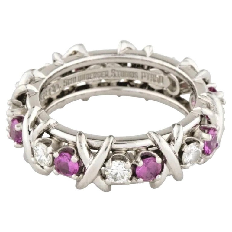 Tiffany and Co. Jean Schlumberger 16 Stone Pink Sapphire Diamond ...
