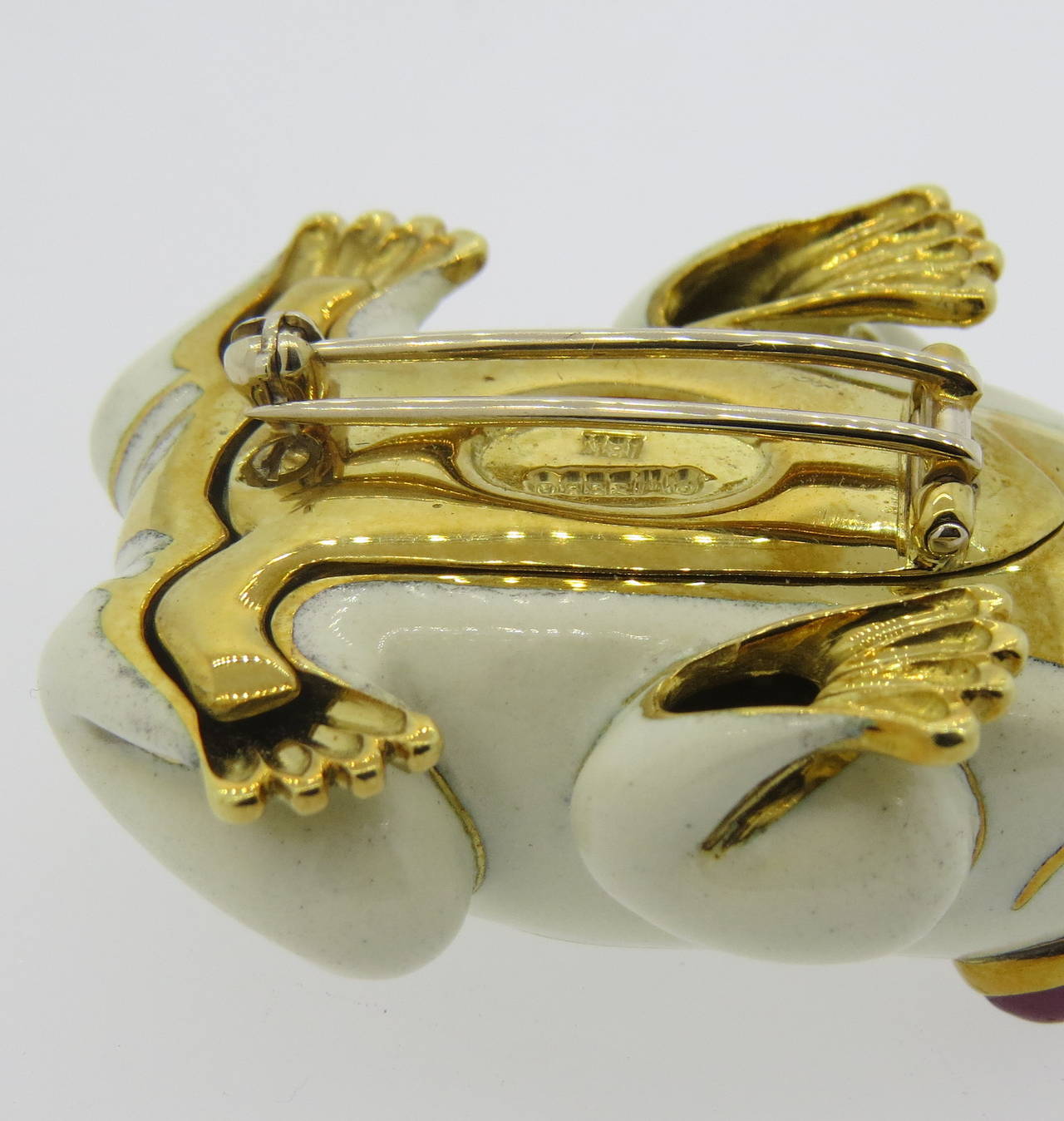 David Webb Enamel Ruby Gold Frog Brooch Pin at 1stDibs | david webb ...