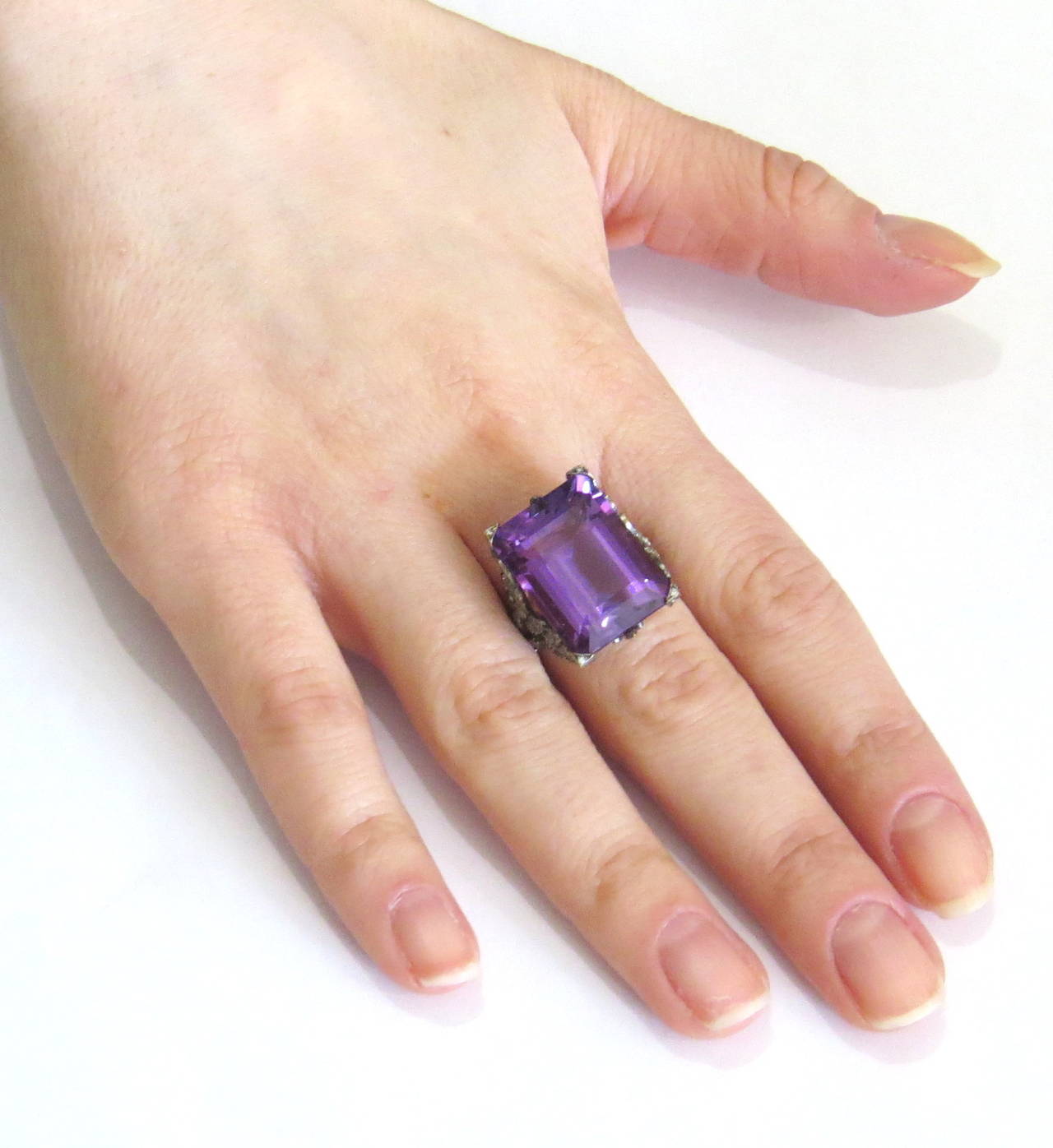 Cathy Waterman Peacock Amethyst Diamond Gold Ring at 1stDibs