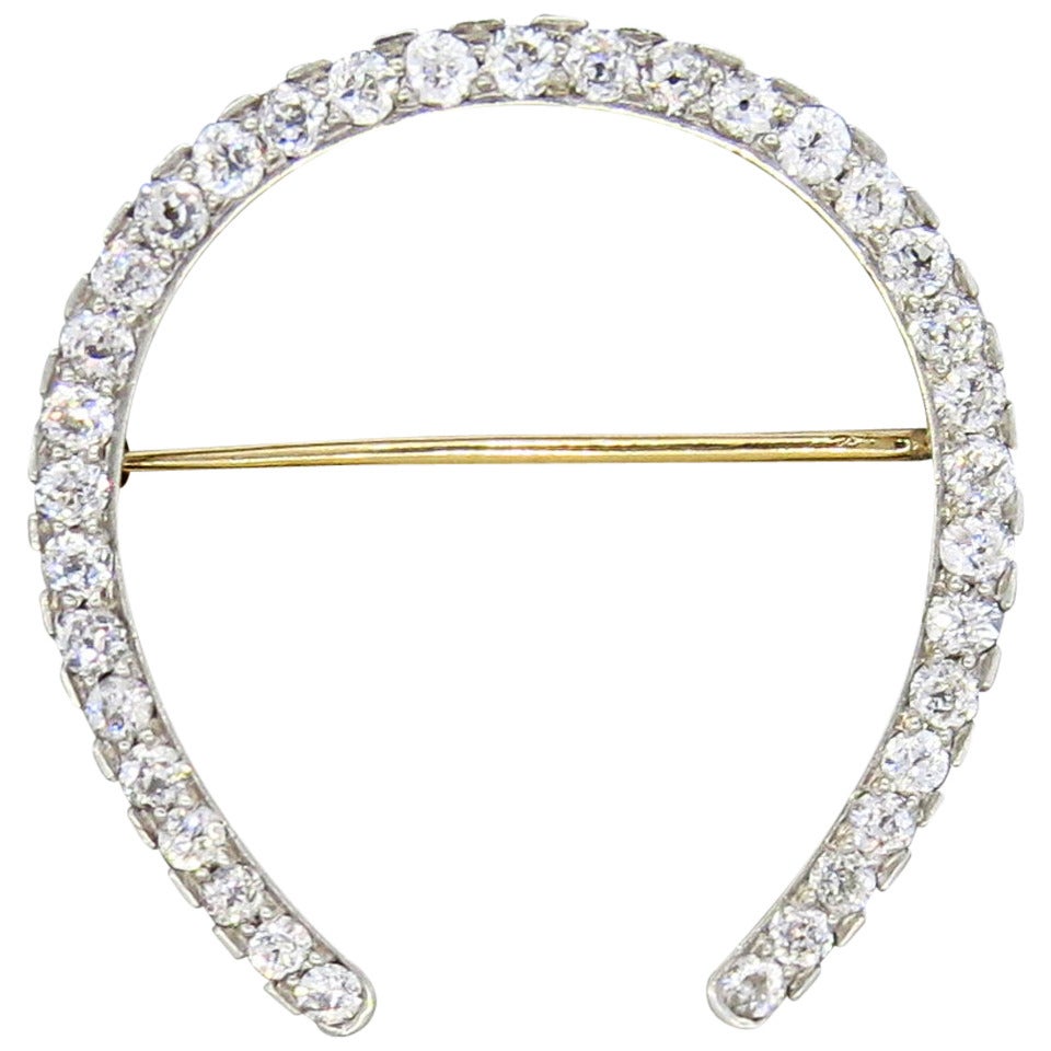 Antique Victorian Diamond Gold Lucky Horseshoe Pin at 1stDibs