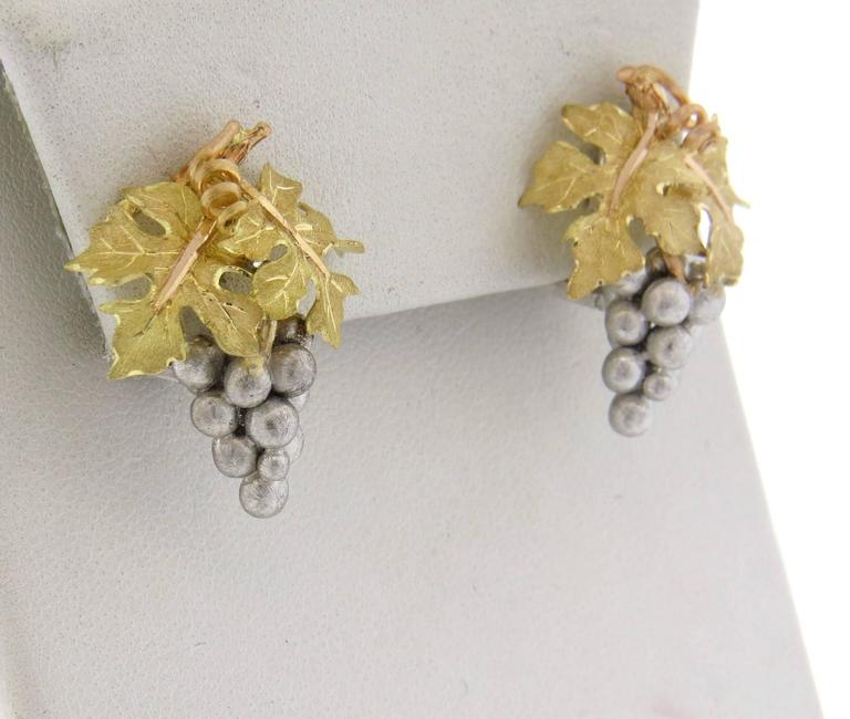Buccellati Tri Color Gold Grape Vine Earrings at 1stDibs