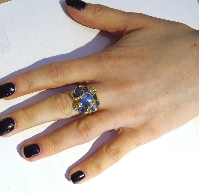 Naturalistic Natural No Heat Blue Sapphire Diamond Gold Ring For Sale ...