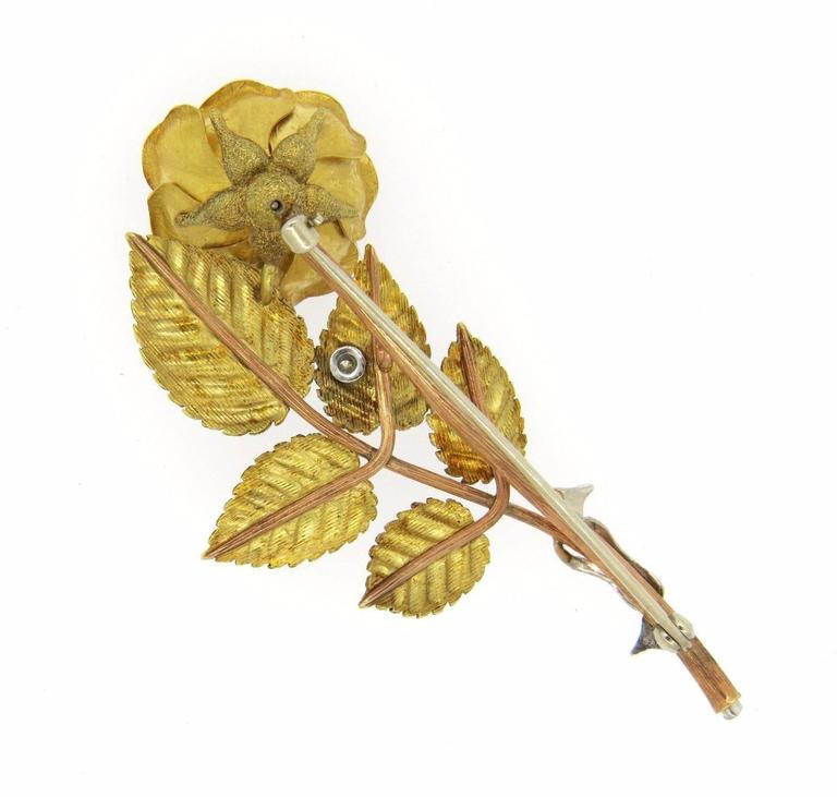 After Franz Xavier Zirnkilton Diamond Gold Rose Brooch Pin at 1stDibs ...