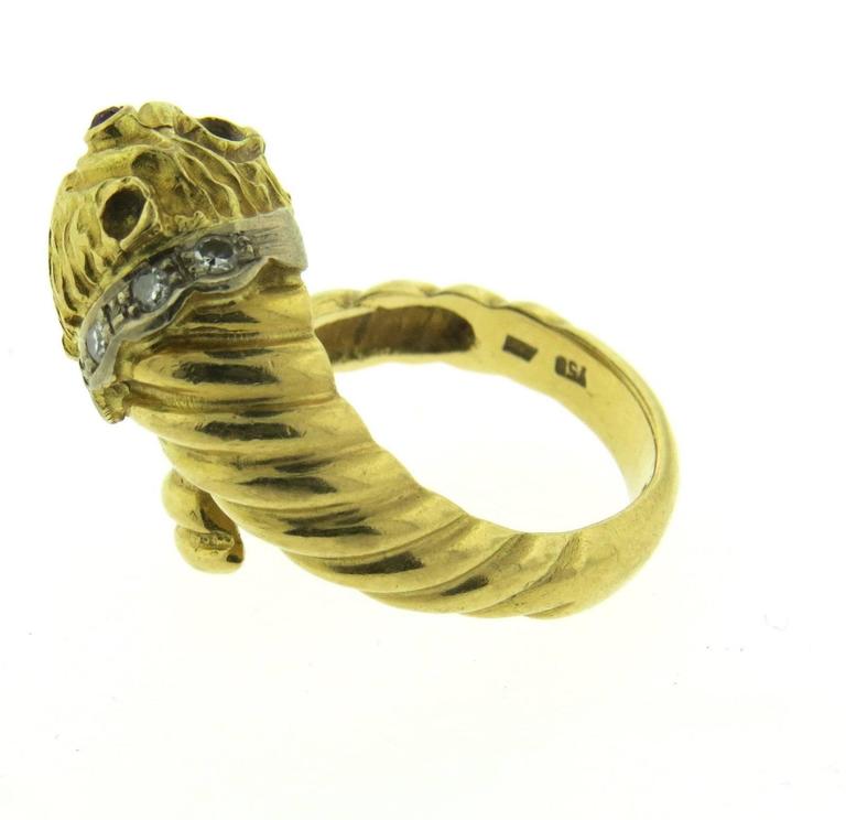 Ilias Lalaounis Greece Ruby Diamond Gold Chimera Ring at 1stDibs
