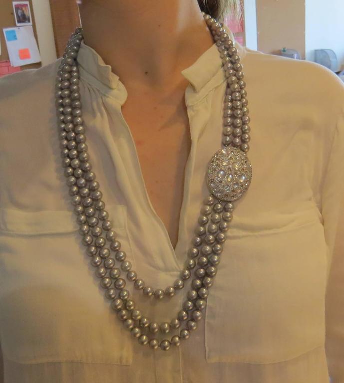 Impressive Ivanka Trump Grey Pearl Diamond Crystal Gold Necklace at ...