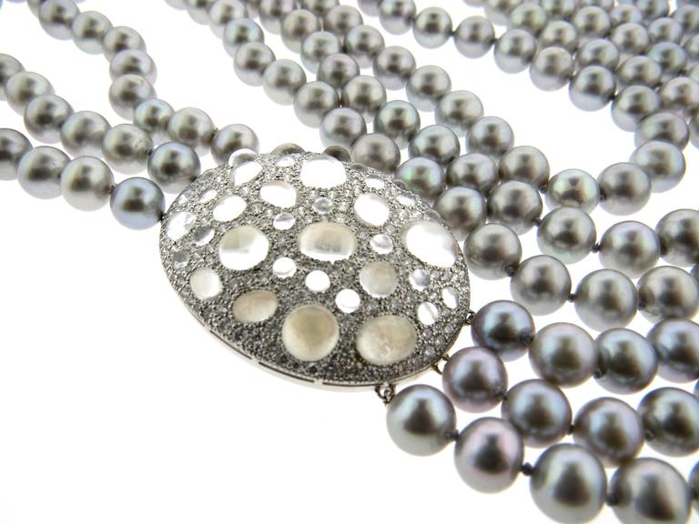 Impressive Ivanka Trump Grey Pearl Diamond Crystal Gold Necklace at ...