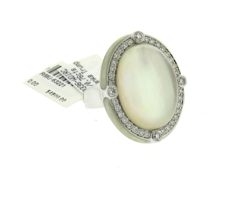 Ivanka Trump Mother of Pearl Crystal Enamel Diamond Gold Ring at 1stDibs