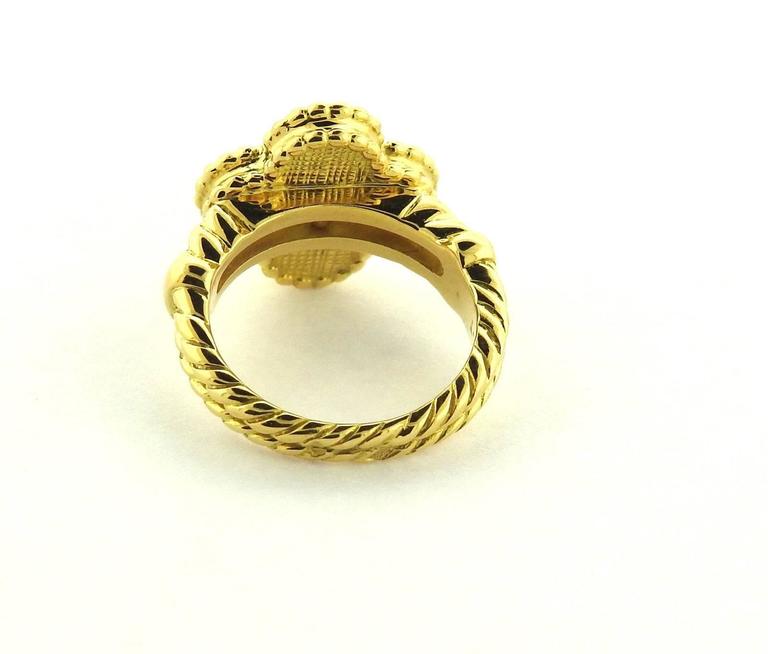 Van Cleef and Arpels VCA Vintage Alhambra Gold Diamond Onyx Clover Ring ...