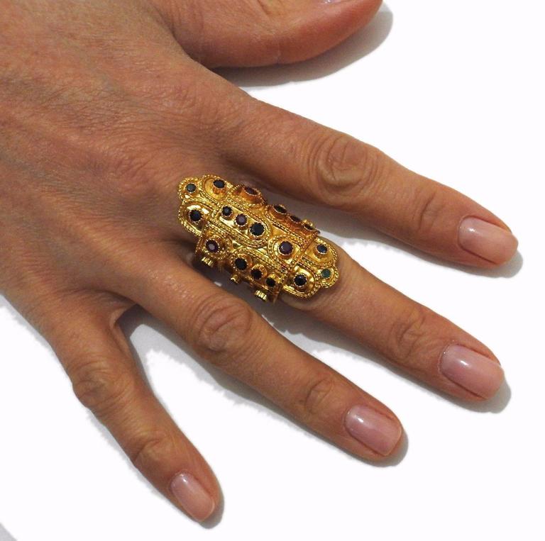 Ilias Lalaounis Greece Gold Sapphire Ruby Emerald Ring at 1stDibs ...