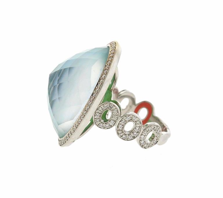 Ivanka Trump Mother of Pearl Crystal Diamond Gold Ring at 1stDibs