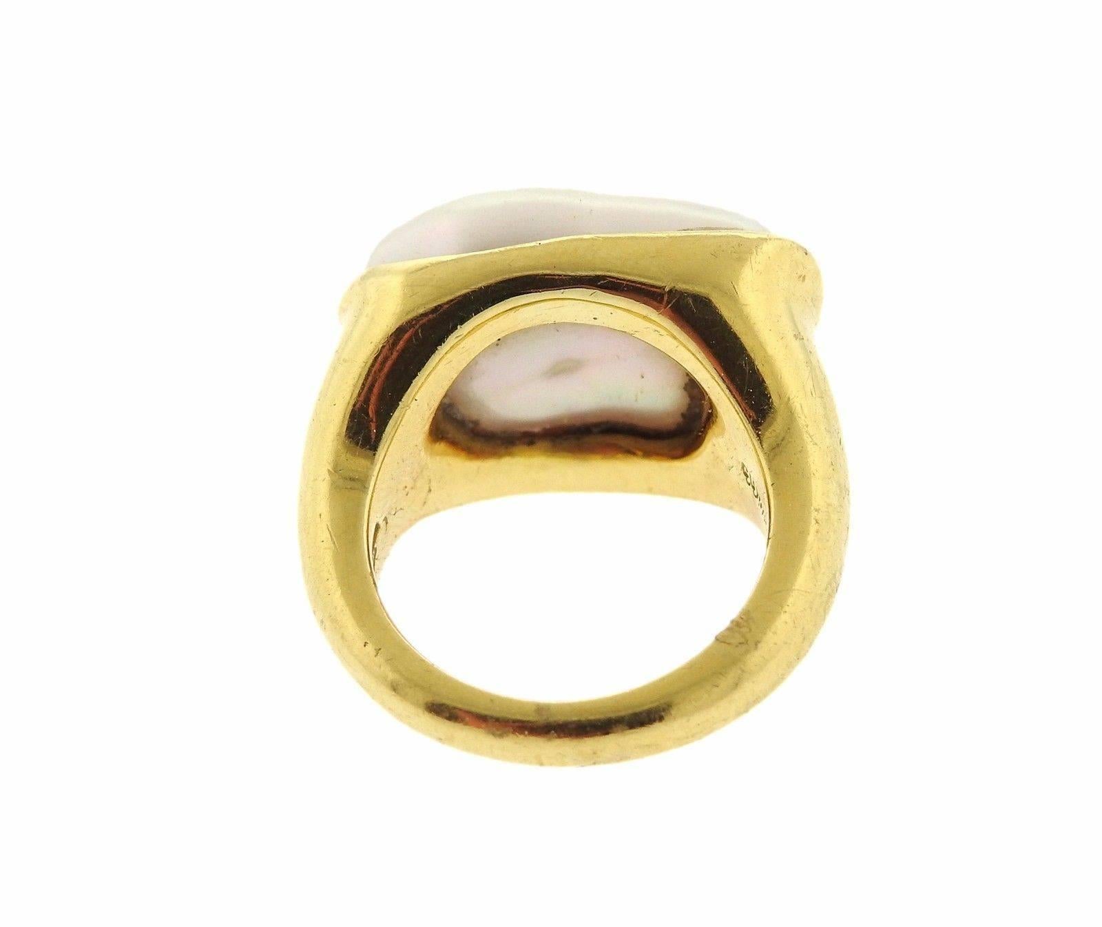 Tiffany and Co. Angela Cummings Pearl Gold Ring at 1stDibs
