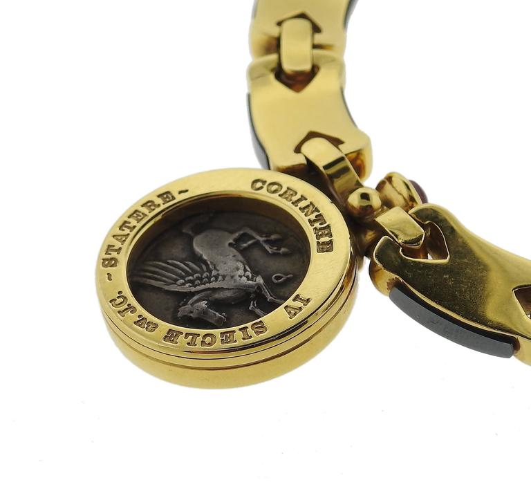 Bulgari Hematite Ancient Coin Ruby Gold Pendant Necklace For Sale at ...