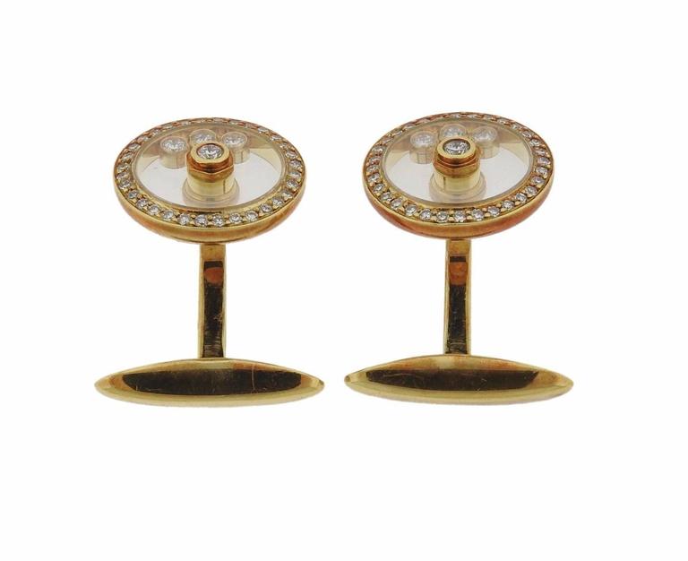 Chopard Floating Happy Diamond Gold Cufflinks at 1stDibs | vvs ...