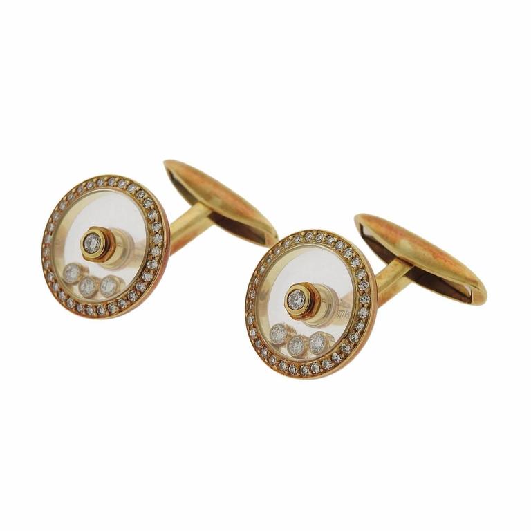 Chopard Floating Happy Diamond Gold Cufflinks at 1stDibs | vvs ...