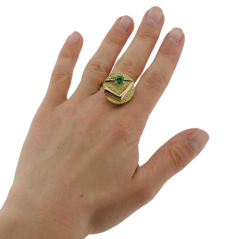 Giorgio Facchini Tourmaline Rose and Yellow Gold Ring at 1stDibs